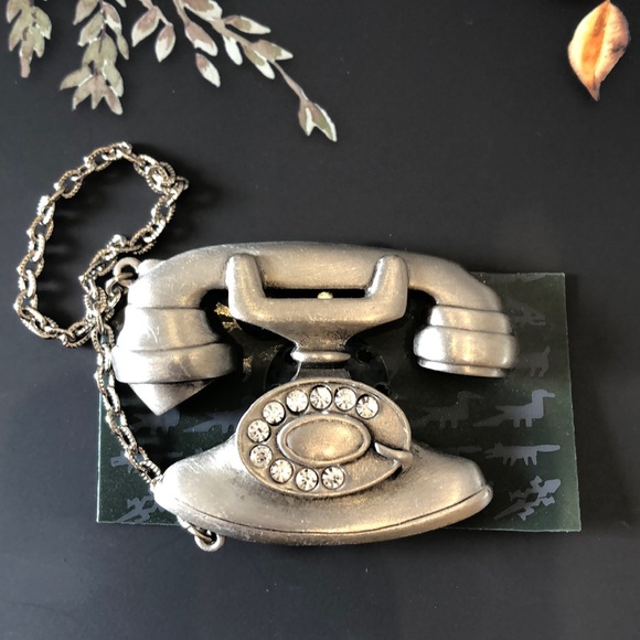 Jewelry | Nwt Vintage Telephone Brooch Pewter Look | Poshmark